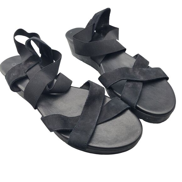 Arche | Shoes | Arche Womens Sandals Shoes Black Nubuck Low Wedge Cross ...